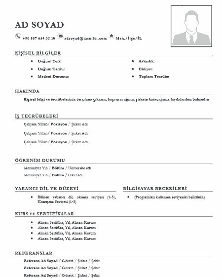 CV Örnekleri Word Ile Hazırlanmış - Excel Türkiye